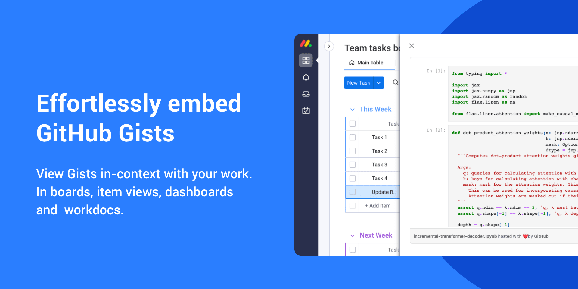 GitHub Gists Embedded • apps for monday.com